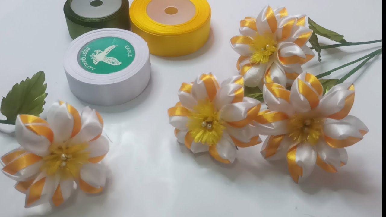 Cara Sederhana Membuat Bunga Dari Pita Satin || DIY - YouTube