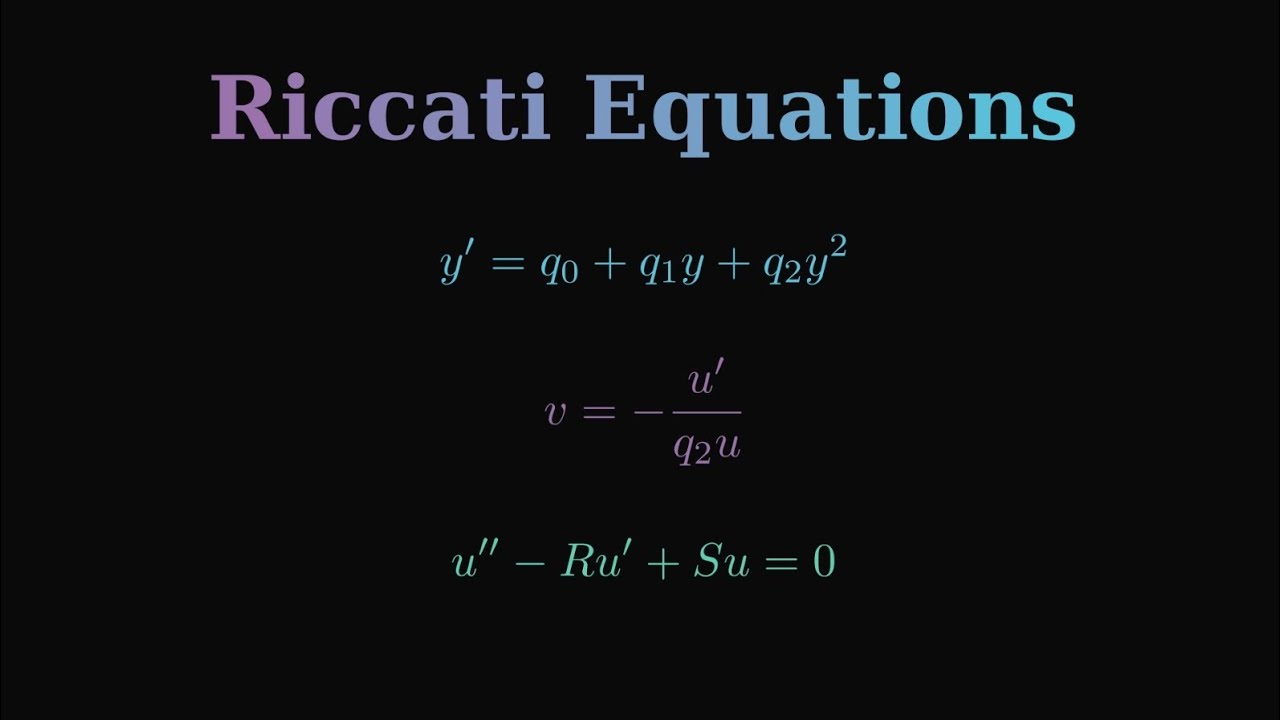 Riccati Equations: A Step-by-Step Mathematical Journey - YouTube