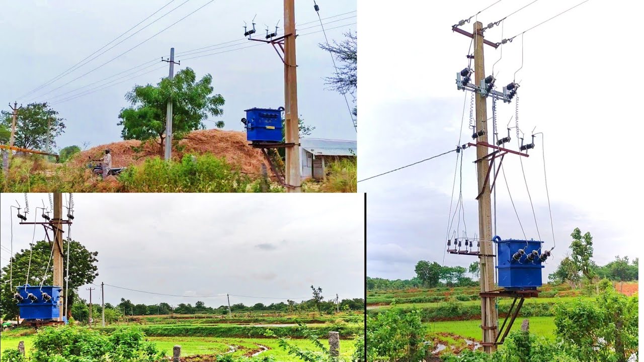 11kv line work d t r work l t line work Raju power work - YouTube