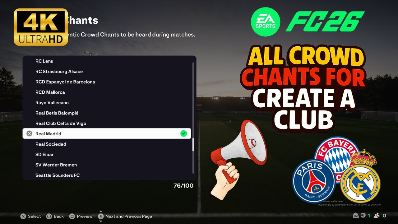 EA FC 26 │ALL CROWD CHANTS for Create a Club in CAREER MODE ⚽│EA SPORTS ...