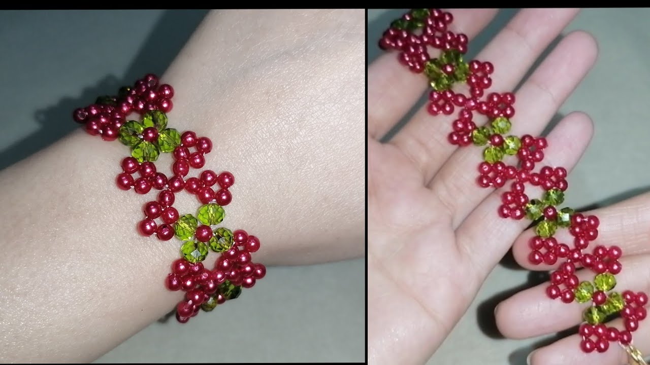 How to make easy beaded bracelet with 3mm pearls & 6mm crystals simple design - YouTube
