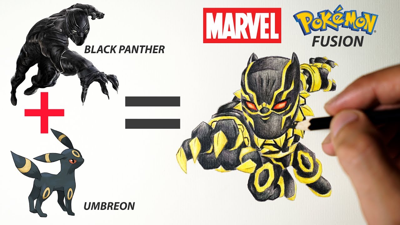 Black Panther + Umbreon ( Marvel + Pokemon) Pokemon Fusion Drawing #24 ...