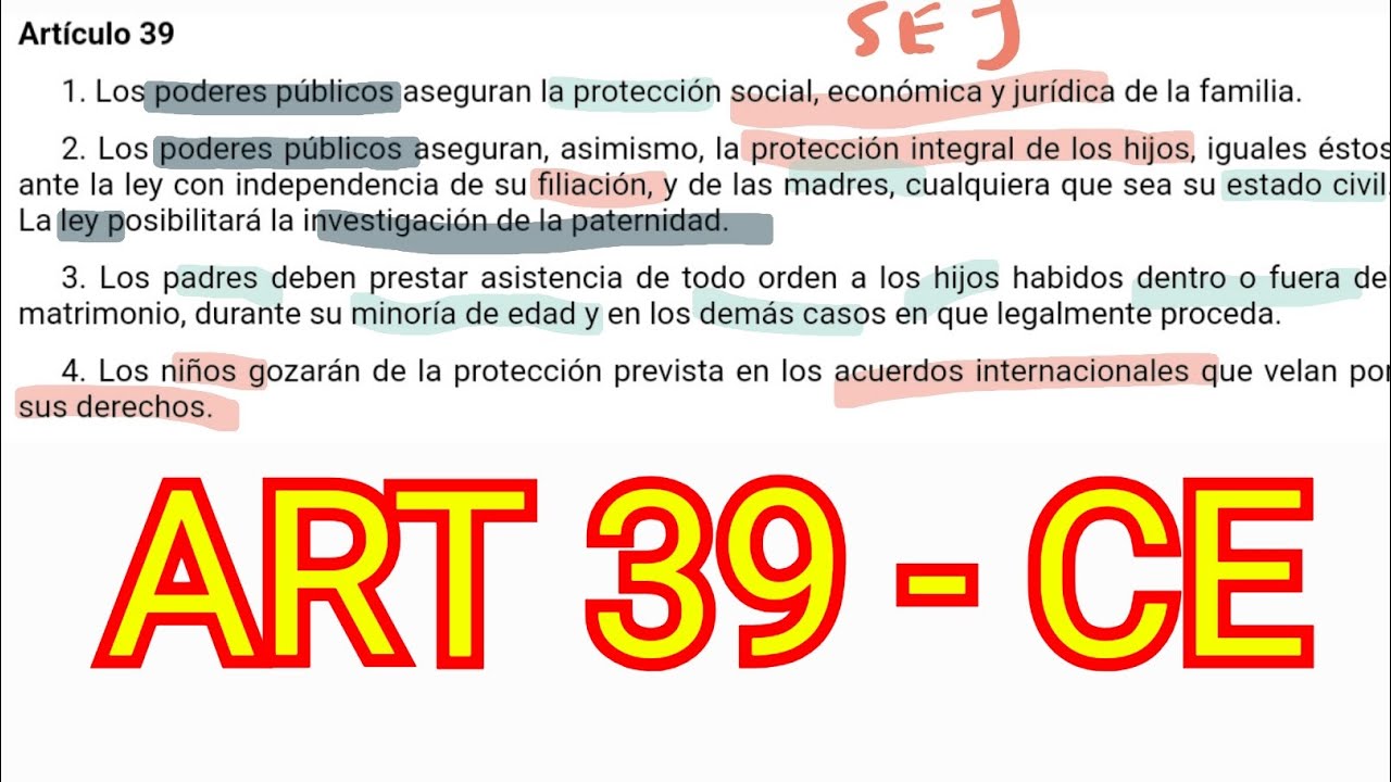 ARTÍCULO 39 - Constitución Española - Familia - OPOSICIONES - YouTube