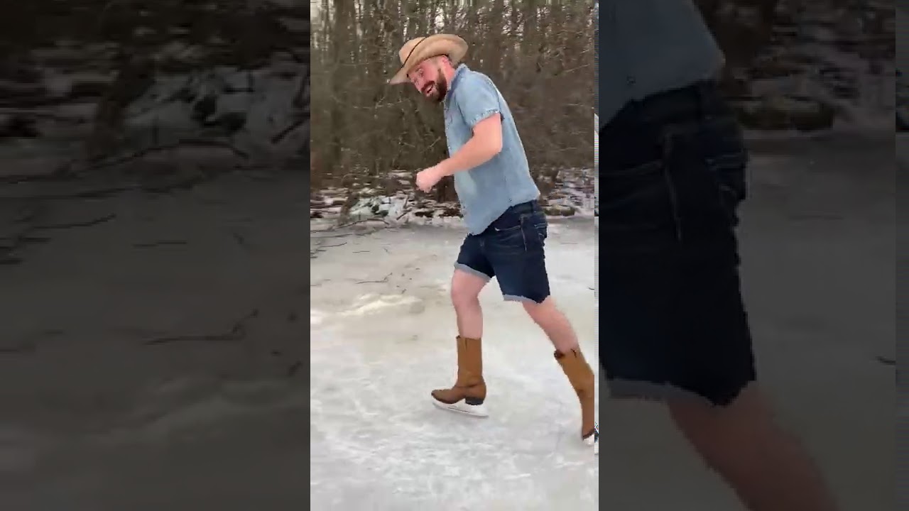 Guy is new boot goofin in his custom made cowboy boot ice skates. - YouTube