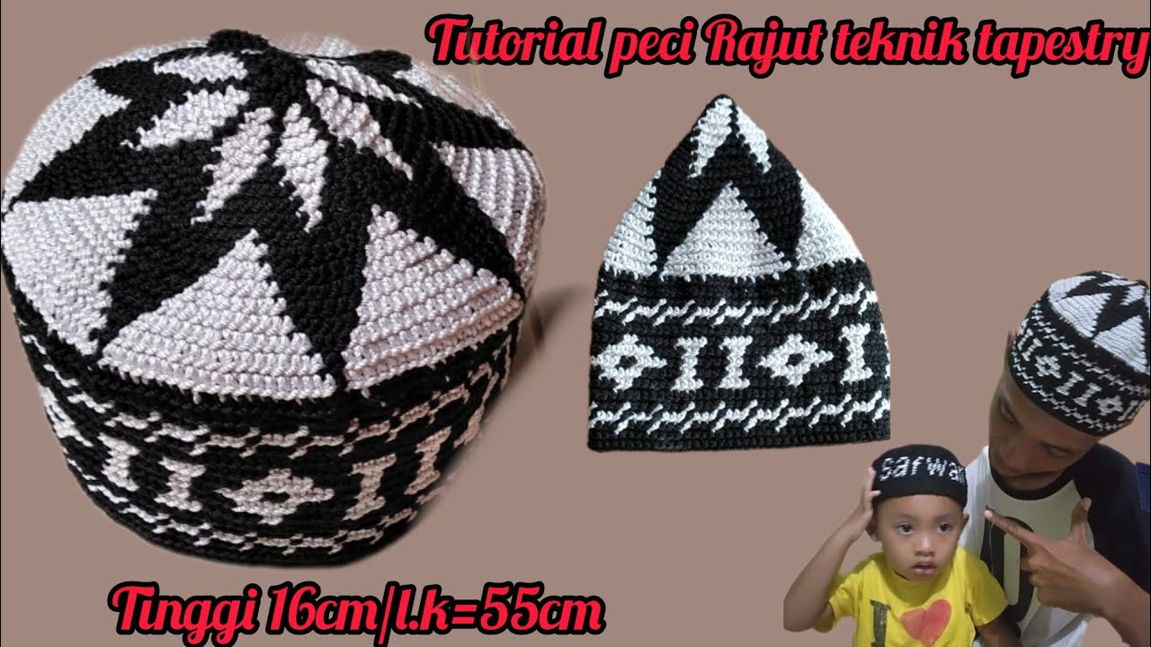 crochet tutorial||peci rajut ukuran dewasa||peci rajut Tapestri ...
