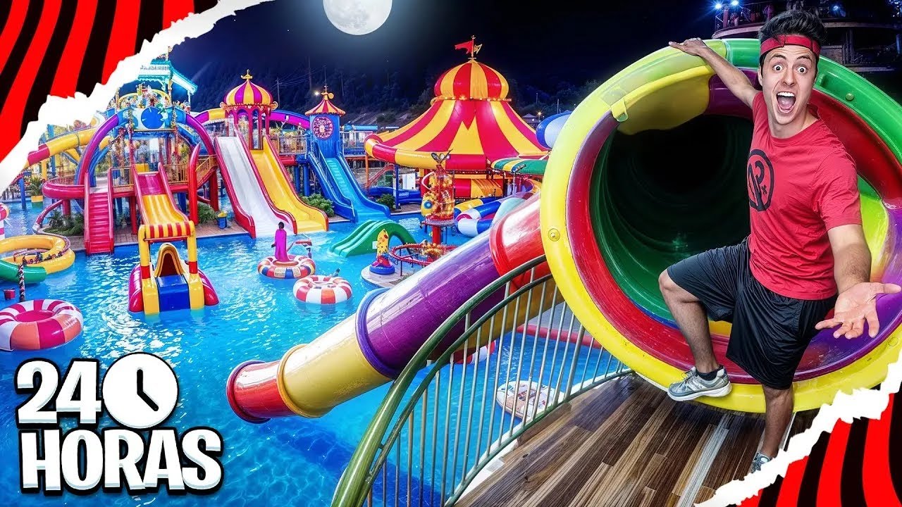 PASANDO 24 HORAS EN EL PARQUE ACUÁTICO INFLABLE! - YouTube