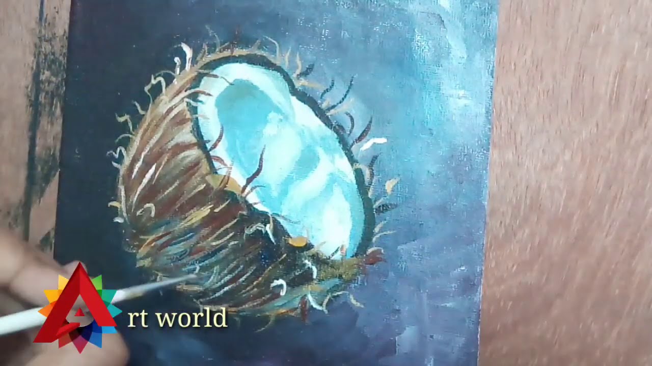 How to paint realistic coconut step by step | Acrylic painting | - YouTube