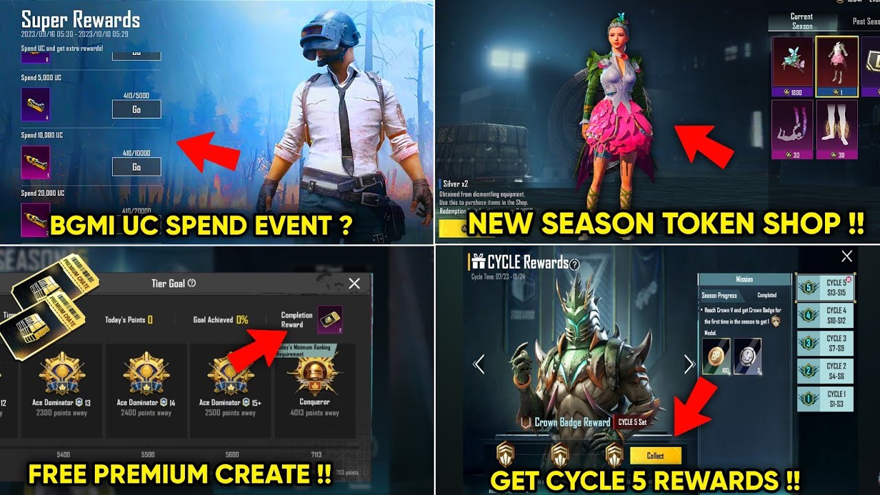 Get Cycle 5 Rewards in Bgmi | Free Premium Create & New Season Token ...