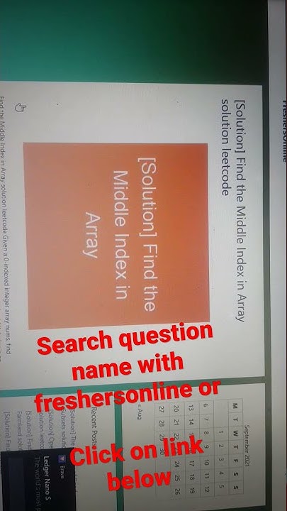 Find the Middle Index in Array solution leetcode 2021 - YouTube