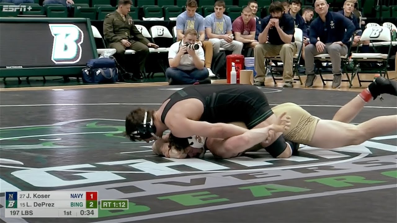 197lbs Lou DePrez (Binghamton) SV1 Jacob Koser (Navy) - YouTube