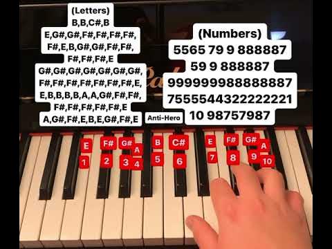 Anti-Hero piano tutorial (letters and numbers) - YouTube