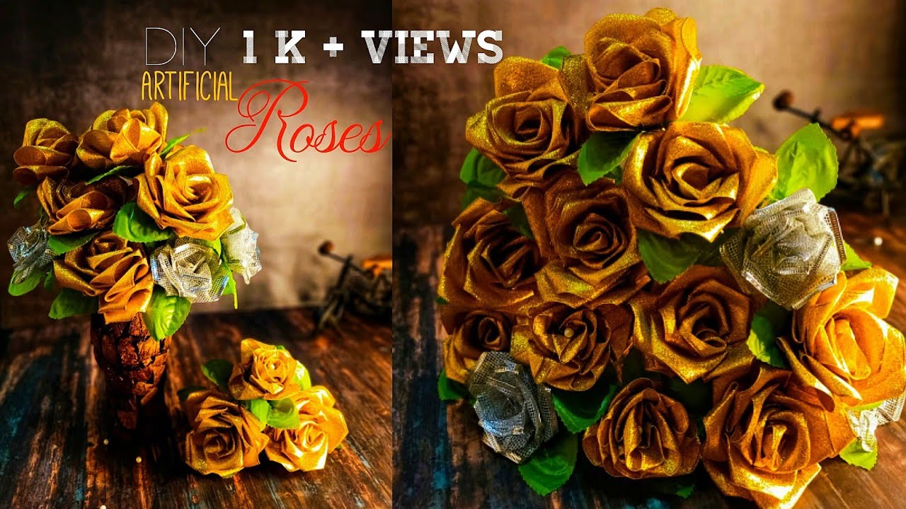 How to make artificial Rose/DIY Realistic Roses 🌹/ simple rose flower ...