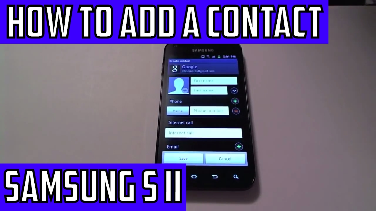How to add a contact Samsung Galaxy 2 II - YouTube