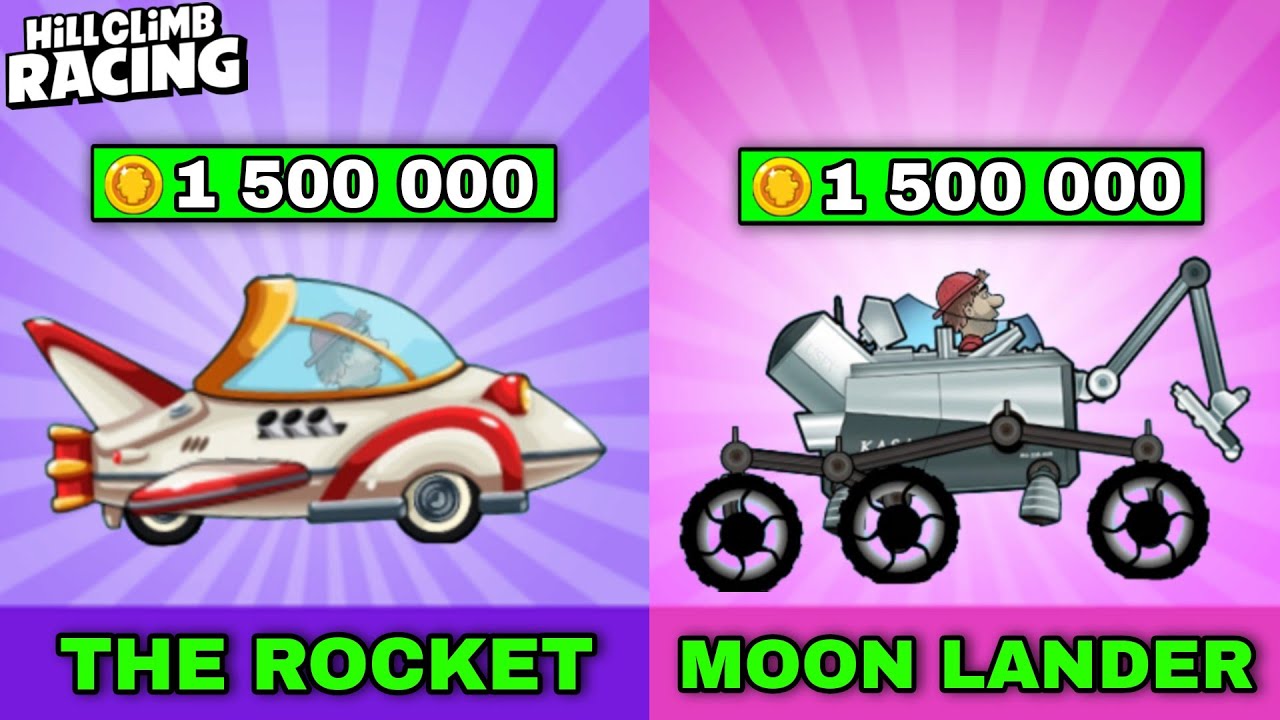 Hill Climb Racing : Moon Lander vs The Rocket - YouTube