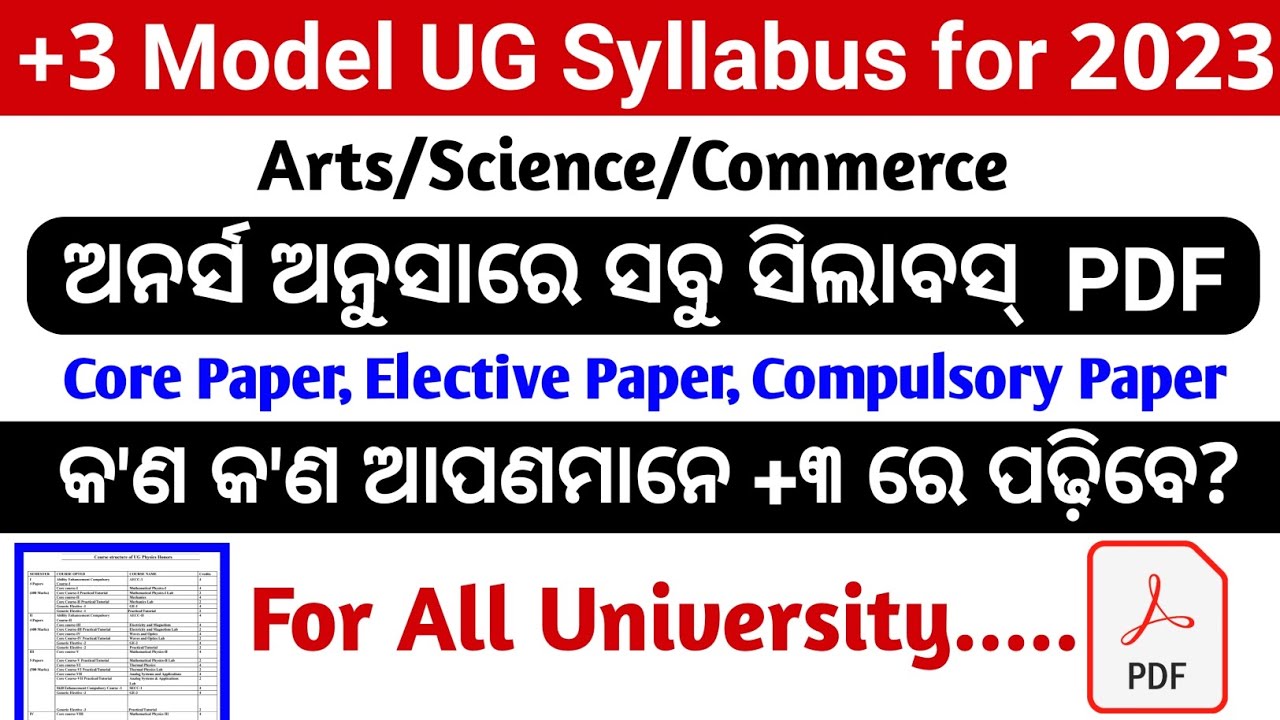 +3 Model UG Syllabus for All Honours Arts-Science-Commerce 2023-24, How ...