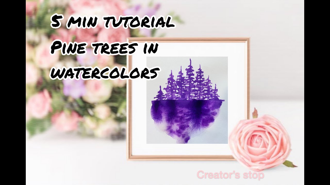 5 Minute watercolor painting tutorial, relaxing, stress relief painting ...