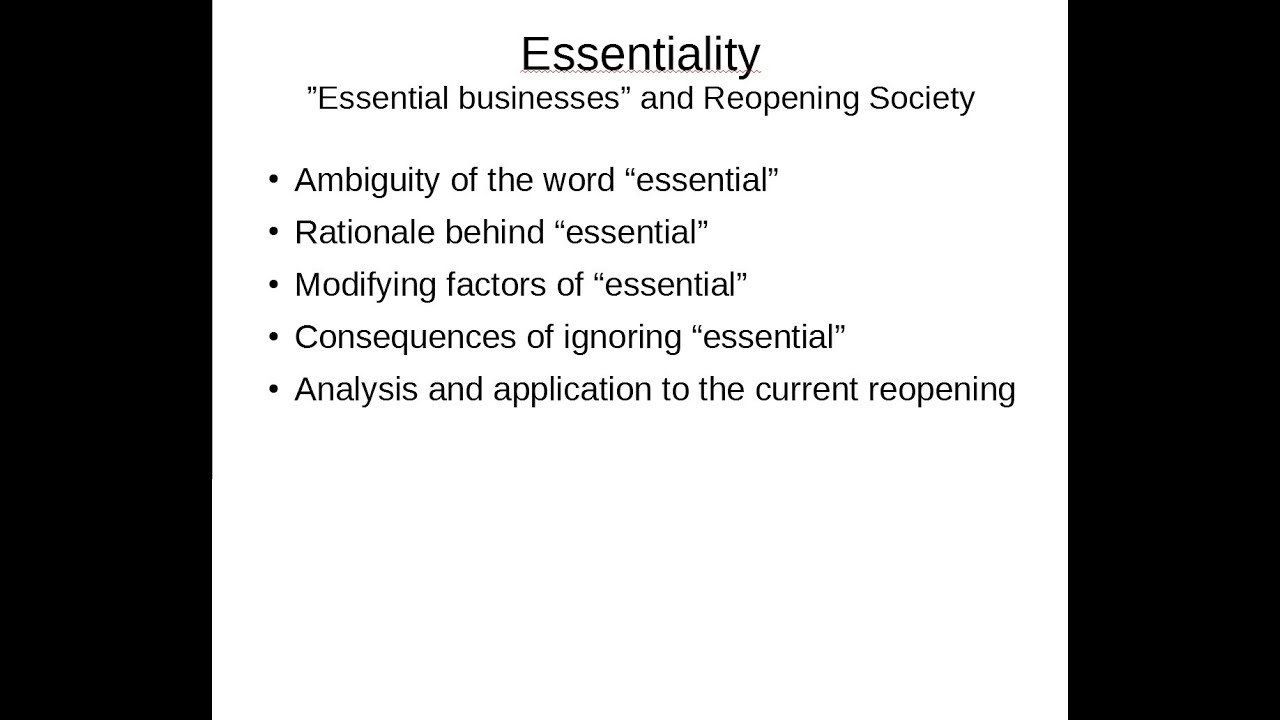 Essentiality: defining essential in the world of the coronavirus ...