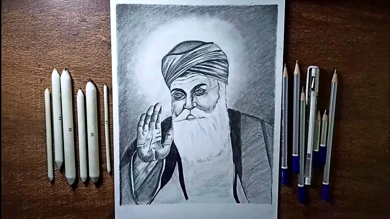 How To Draw GURU NANAK JI. - YouTube