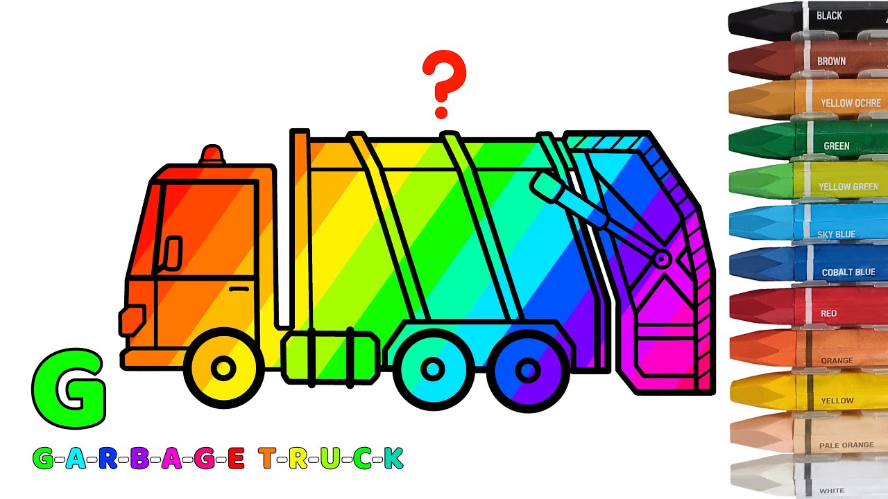 Mewarnai Gambar Mobil Truk Sampah Dengan Crayon Untuk Anak-anak ...