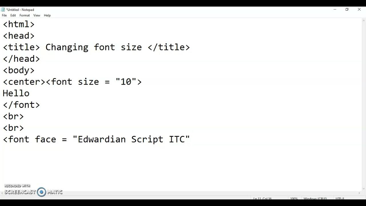 How to change the font size in HTML - YouTube