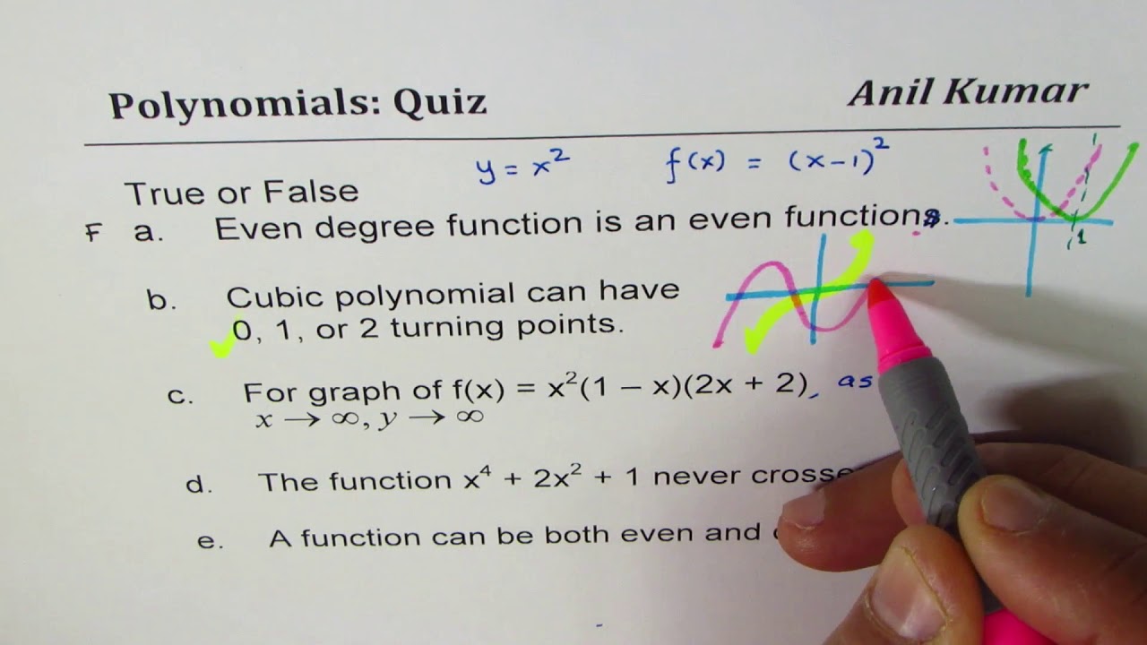 Polynomials Characteristics True False Question Bank - YouTube