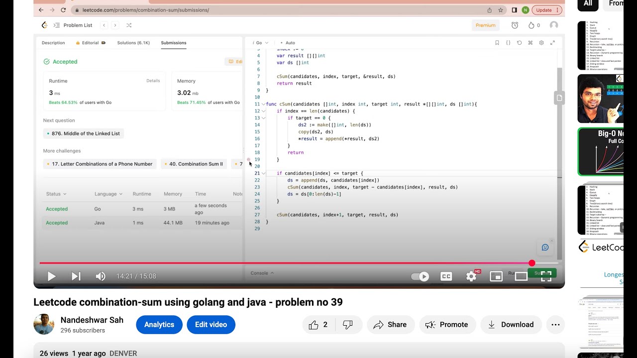 Leetcode 40 Combination Sum Iigolang Youtube 5096