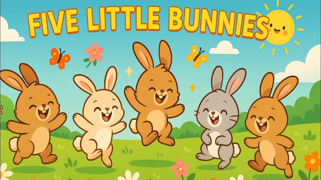 Five Little Bunnies | Cute Bunny Counting Song for Kids | Fun English ...