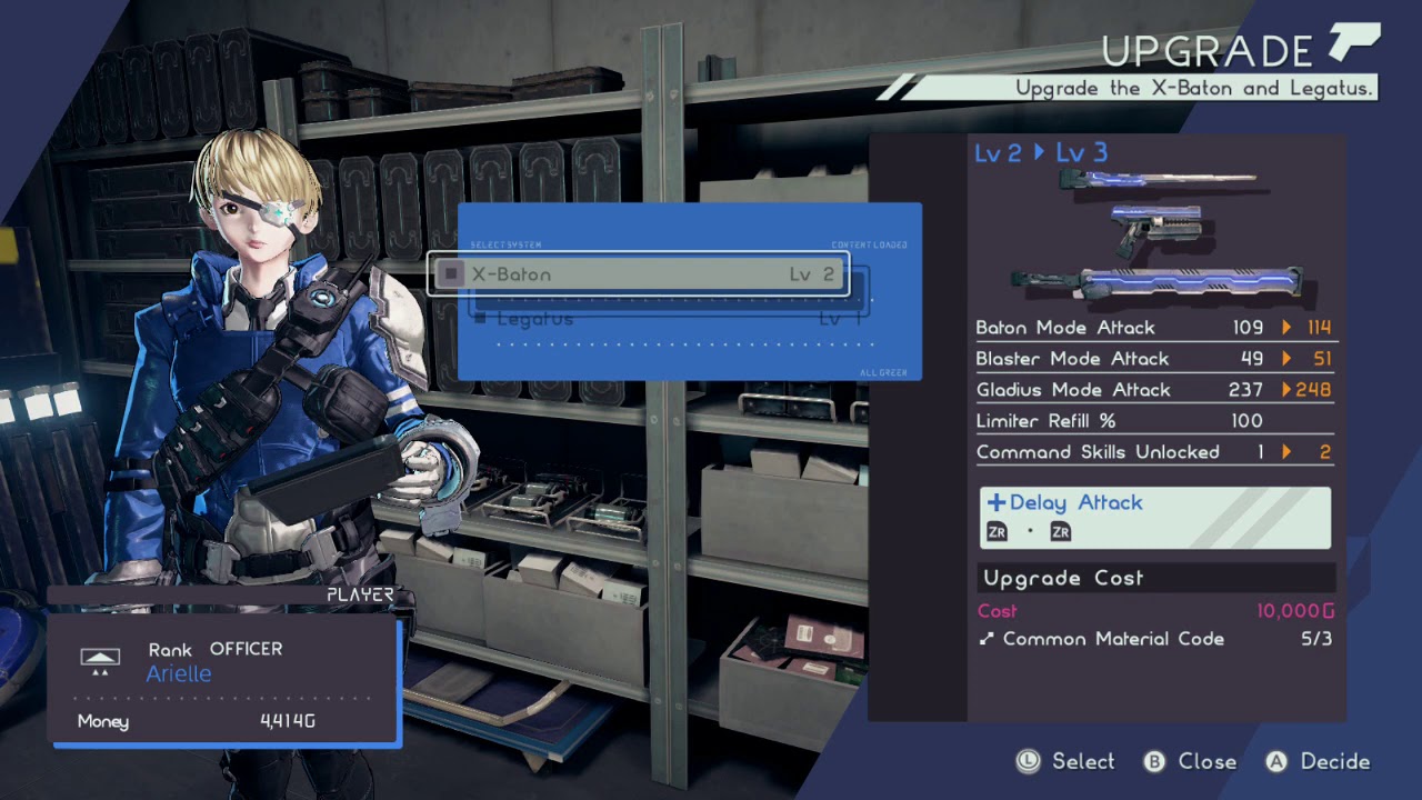 Astral Chain Upgrade Weapon X Baton to Gladius Mode Level Up 2 - YouTube