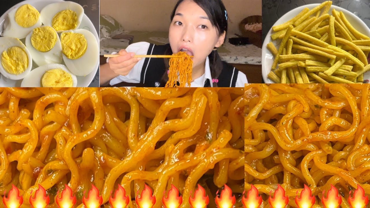 Spicy 2x noodles , Panda Snacks & Boil Eggs Mukbang// ## Lalima Magar ...