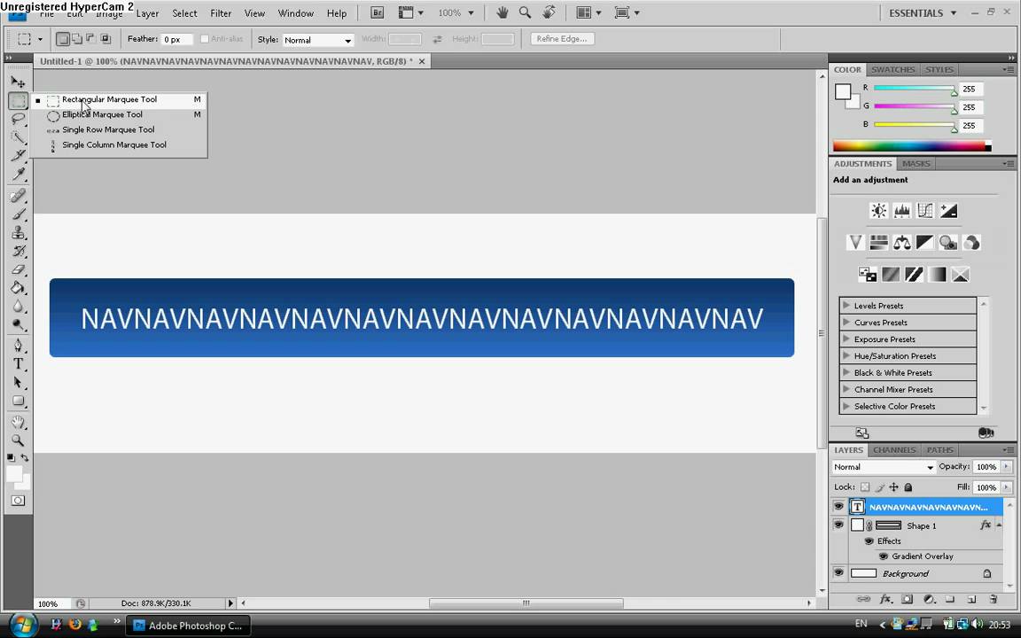 Photoshop CS4 - How To Create A Glass Effective On A Web Nav Bar - YouTube