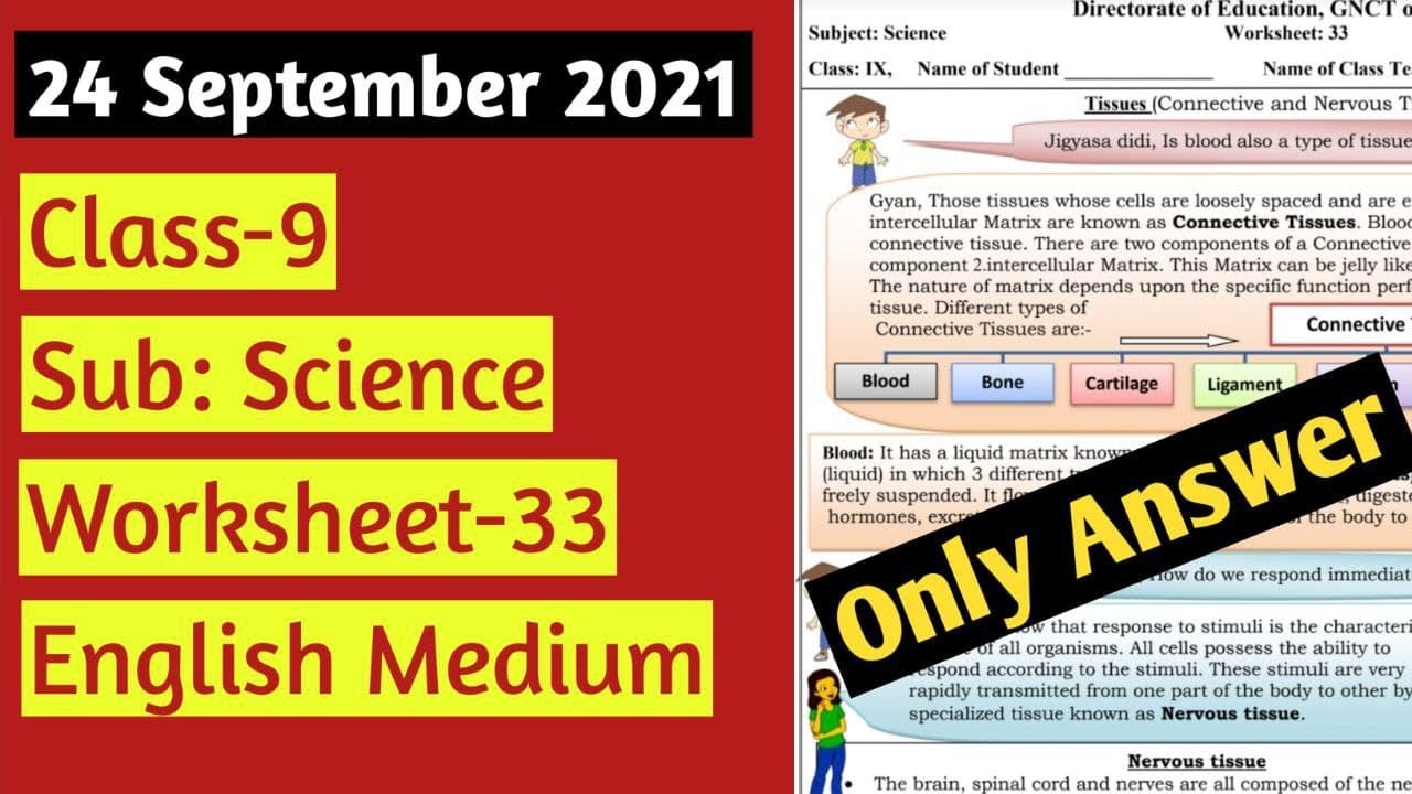 Class 9 Science Worksheet No. 33 || 24 Sep 2021 || English Medium || 24 ...