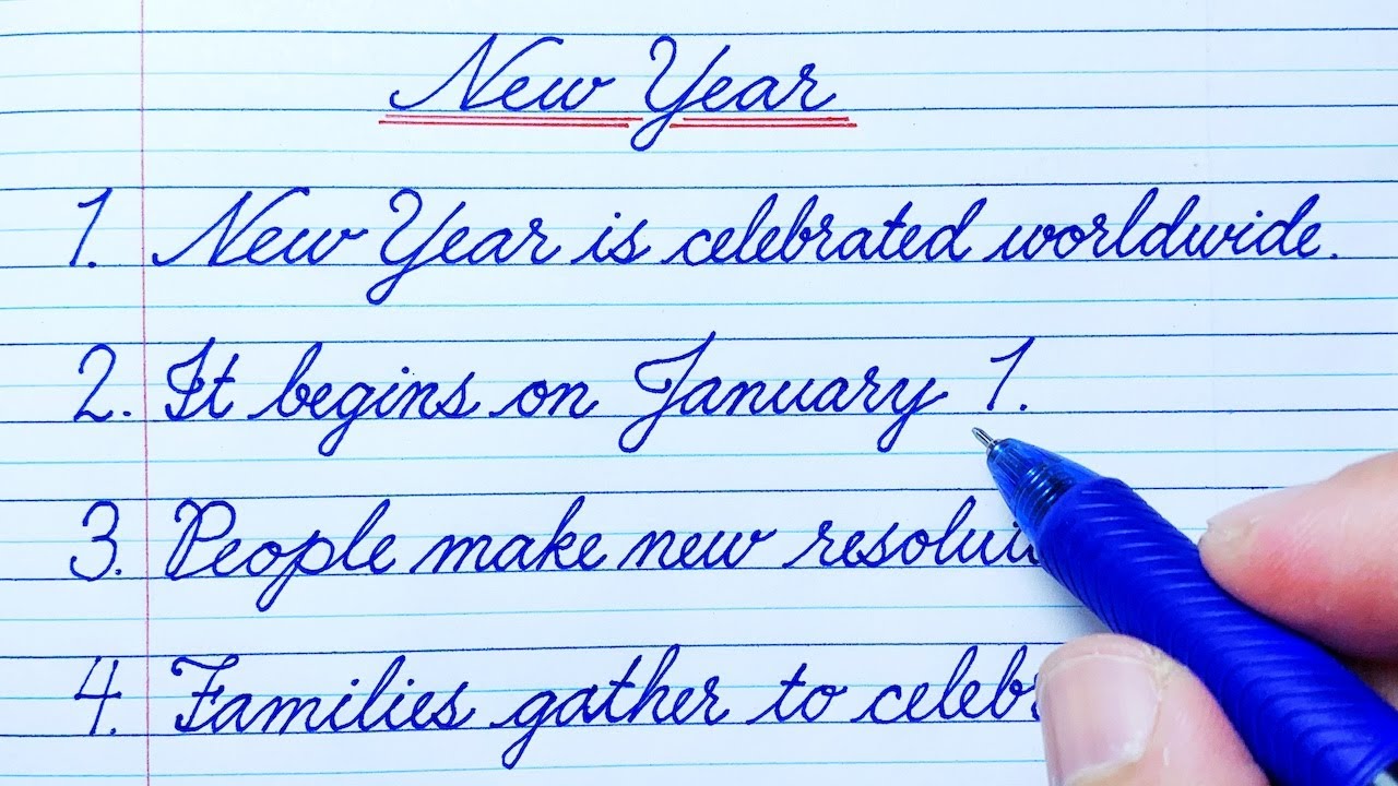 10 Lines Essay On New Year In English Cursive Writing |Cursive ...