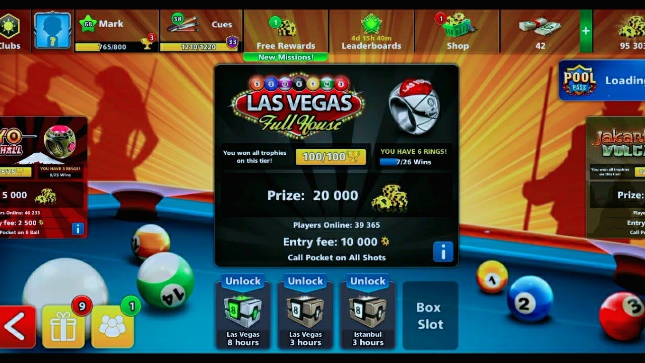 Las Vegas Full House || 8 ball pool 1x1 - YouTube