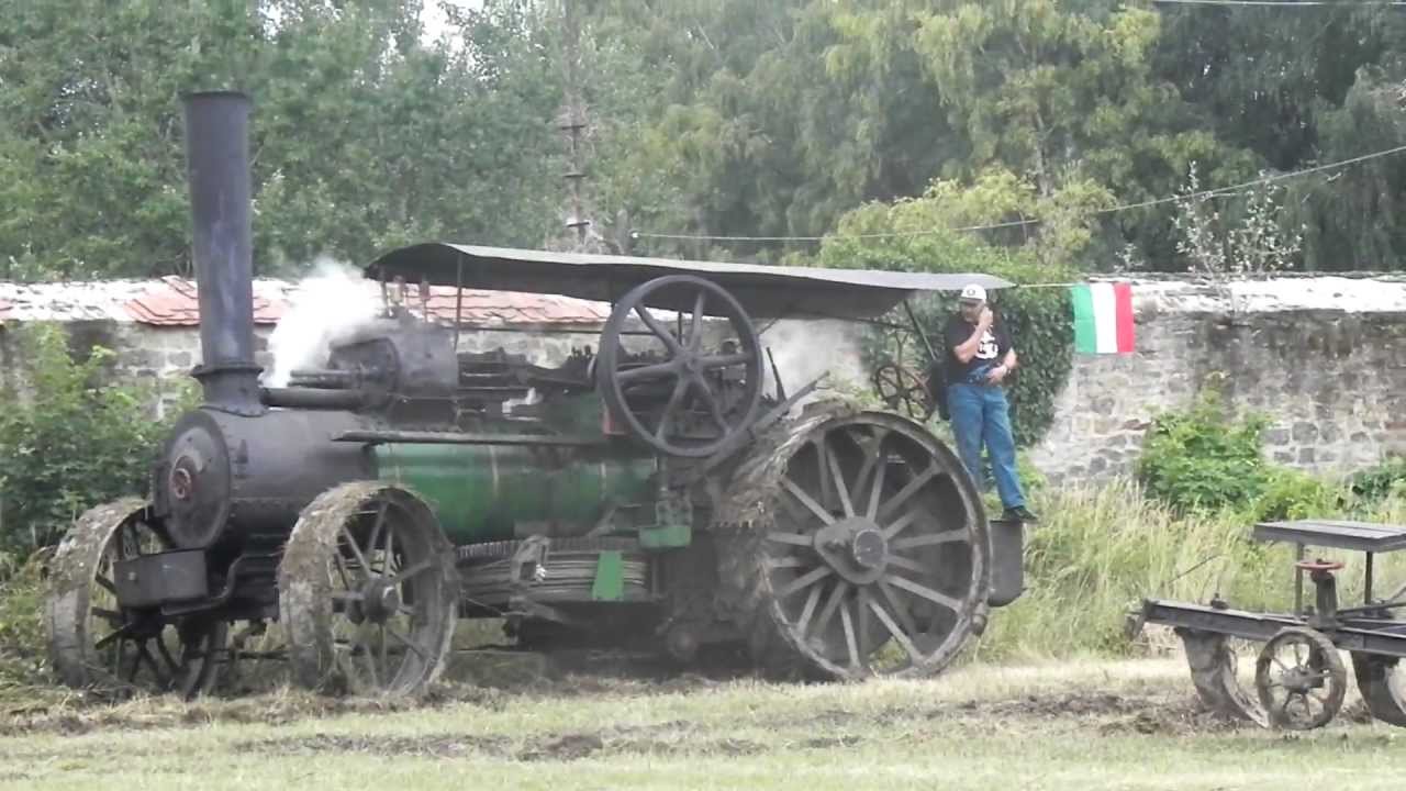 Plough with two vintage steam tractors - YouTube