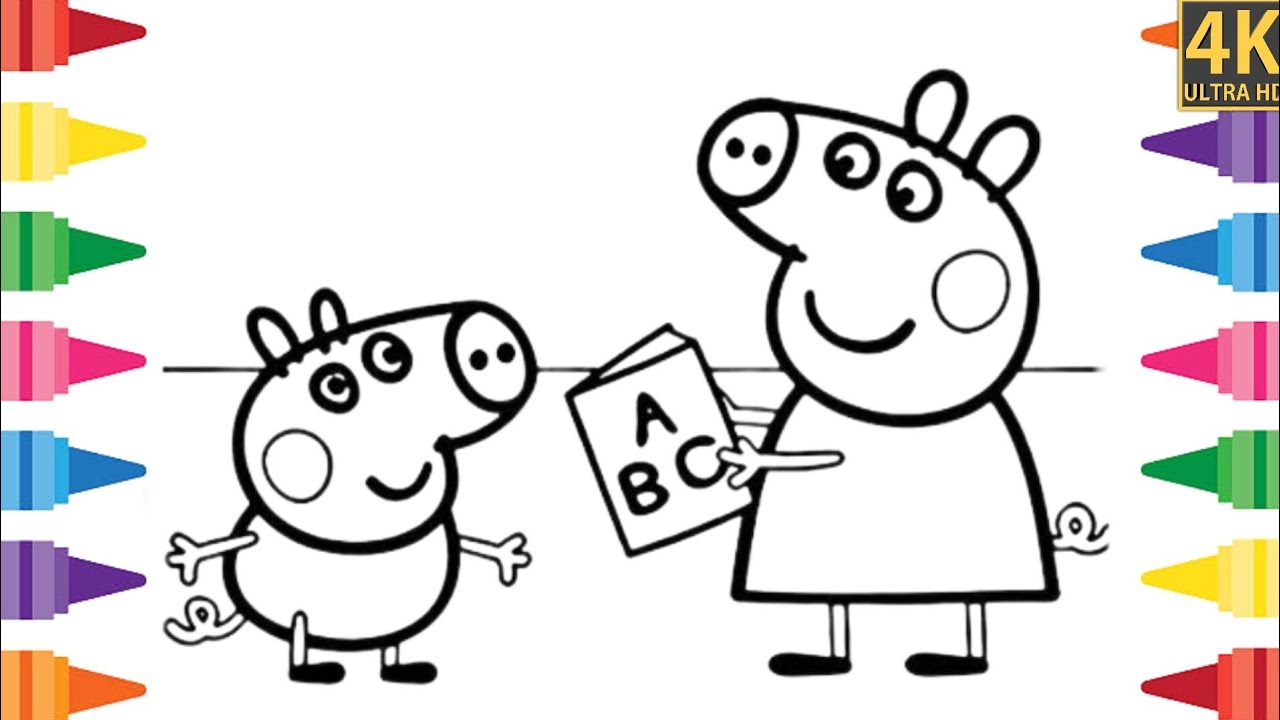Peppa Pig and George Pig Drawing and Coloring | Peppa Pig Teaching ...