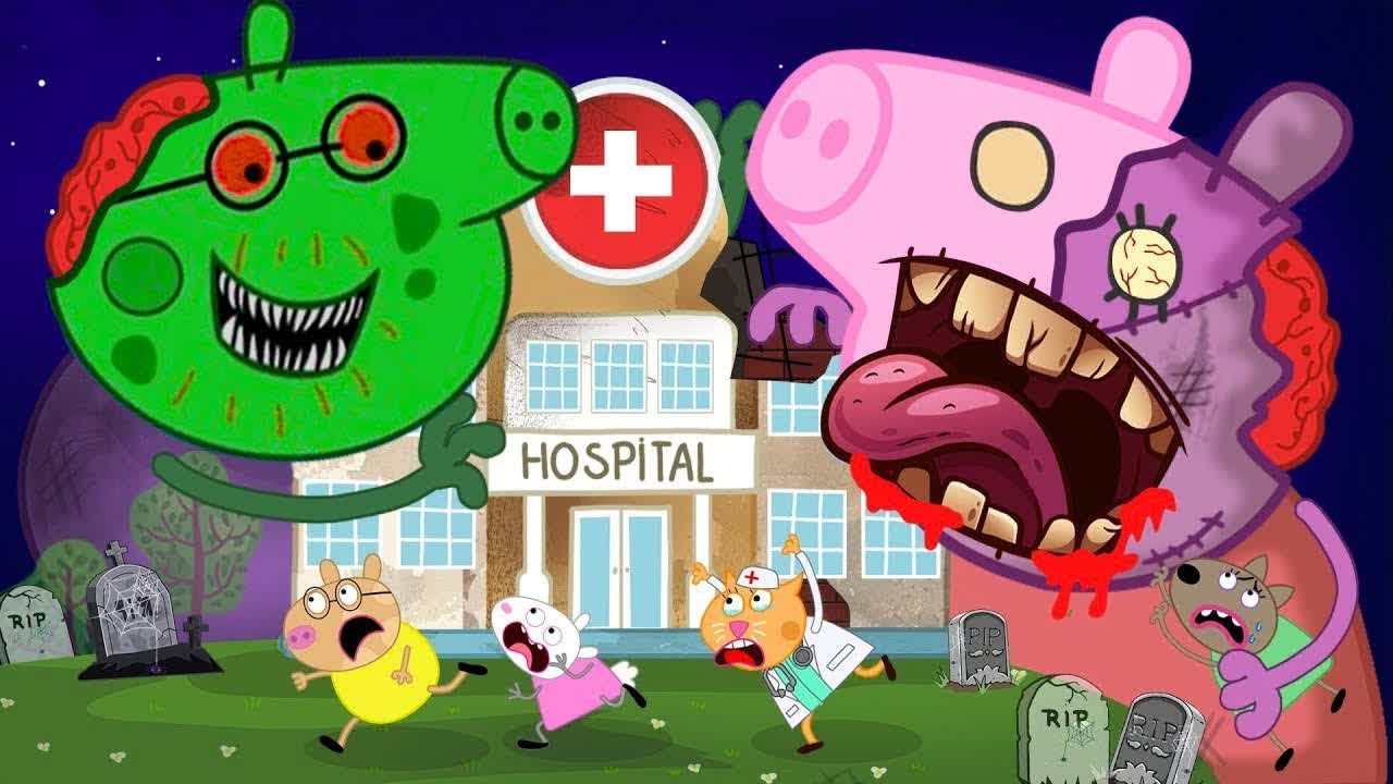 DAD MOM PEPPA PIG TURNS INTO A GIANT ZOMBIE AND WEREWOLF AT THE ...