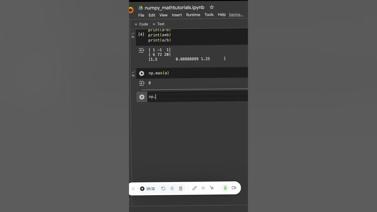 Numpy 3:Performing basic arithmetic operations on our numpy array - YouTube