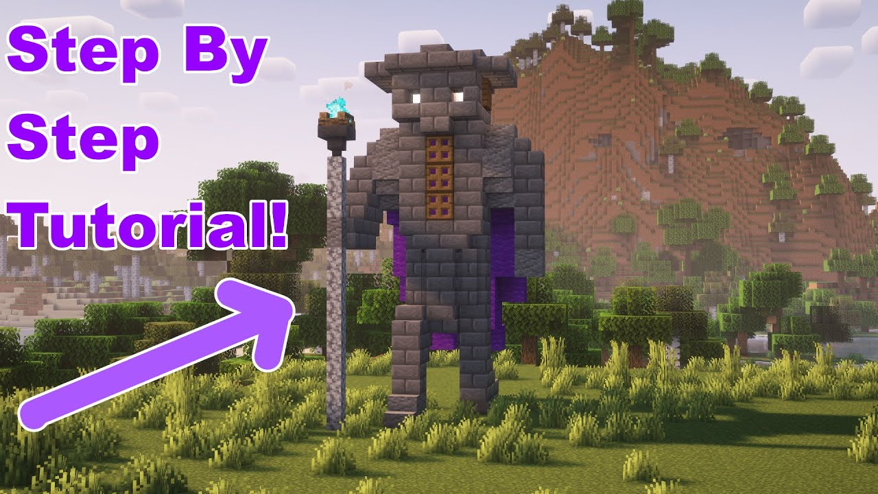 Minecraft: How To Build A Simple Knight Statue Tutorial - YouTube