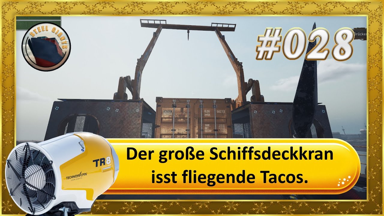Der große Schiffsdeckkran isst fliegende Tacos. Ship Graveyard ...