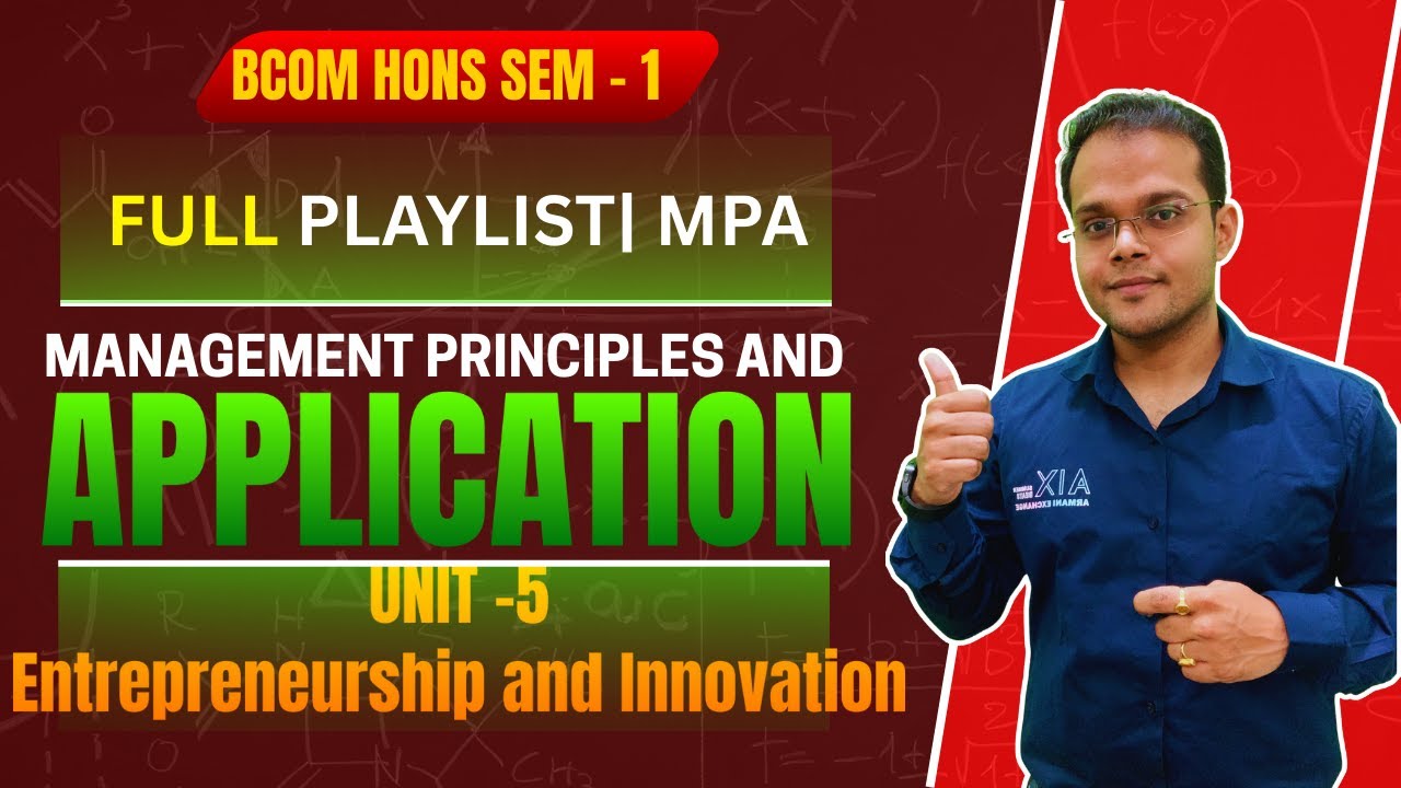 Management Principles And Applications | Unit 5 | Entrepreneurship and ...