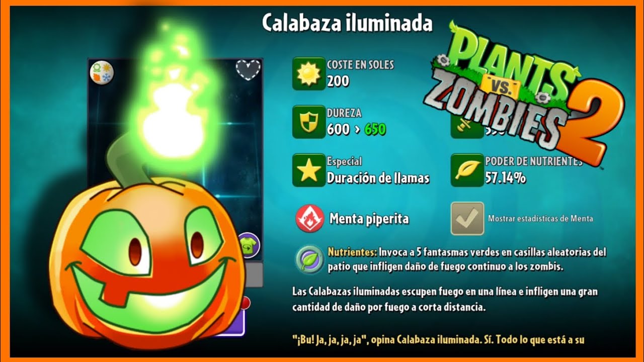 DESBLOQUEA Y SUBE DE NIVEL A CALABAZA ILUMINADA / Plants vs zombies 2 ...