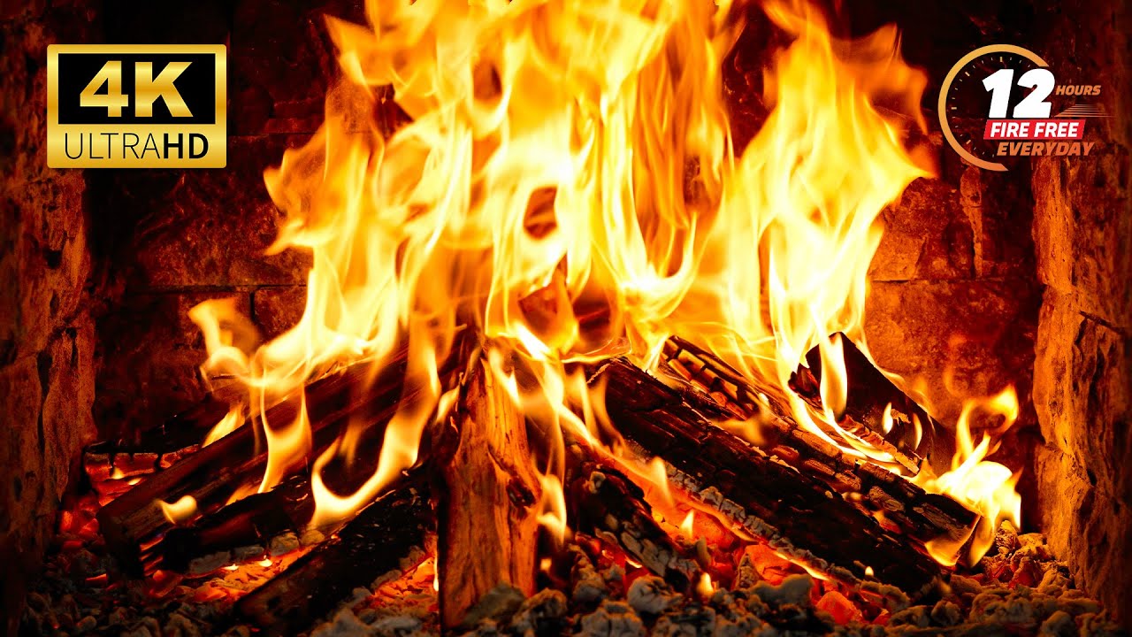 🔥 Cozy Fireplace Ambience with Relaxing Crackling Fire Sounds. 4K ...