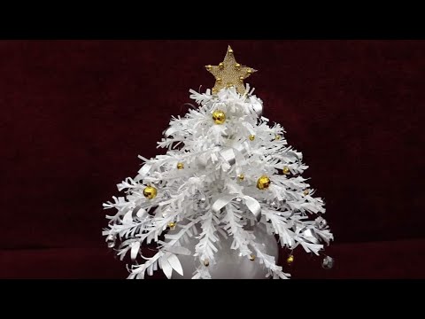 Small White Christmas Tree Made from Recycled Materials/Crafts and ...