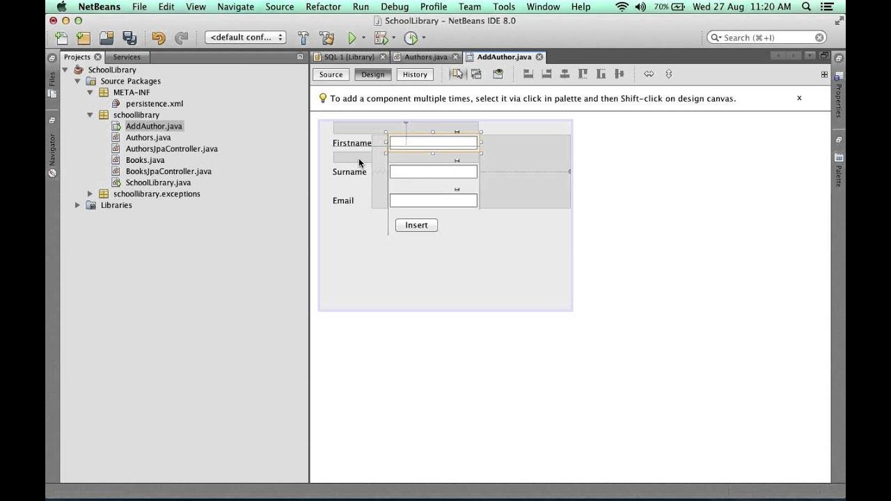 Creating a basic Database SWING App with NetBeans 3 of 6 - YouTube
