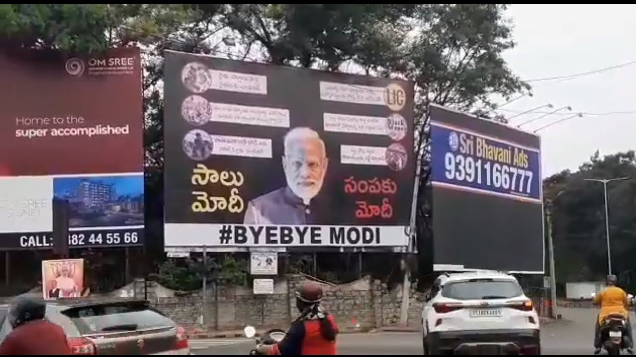 Bye bye Modi” hoarding at Hyderabad’s Begumpet sends police into a ...