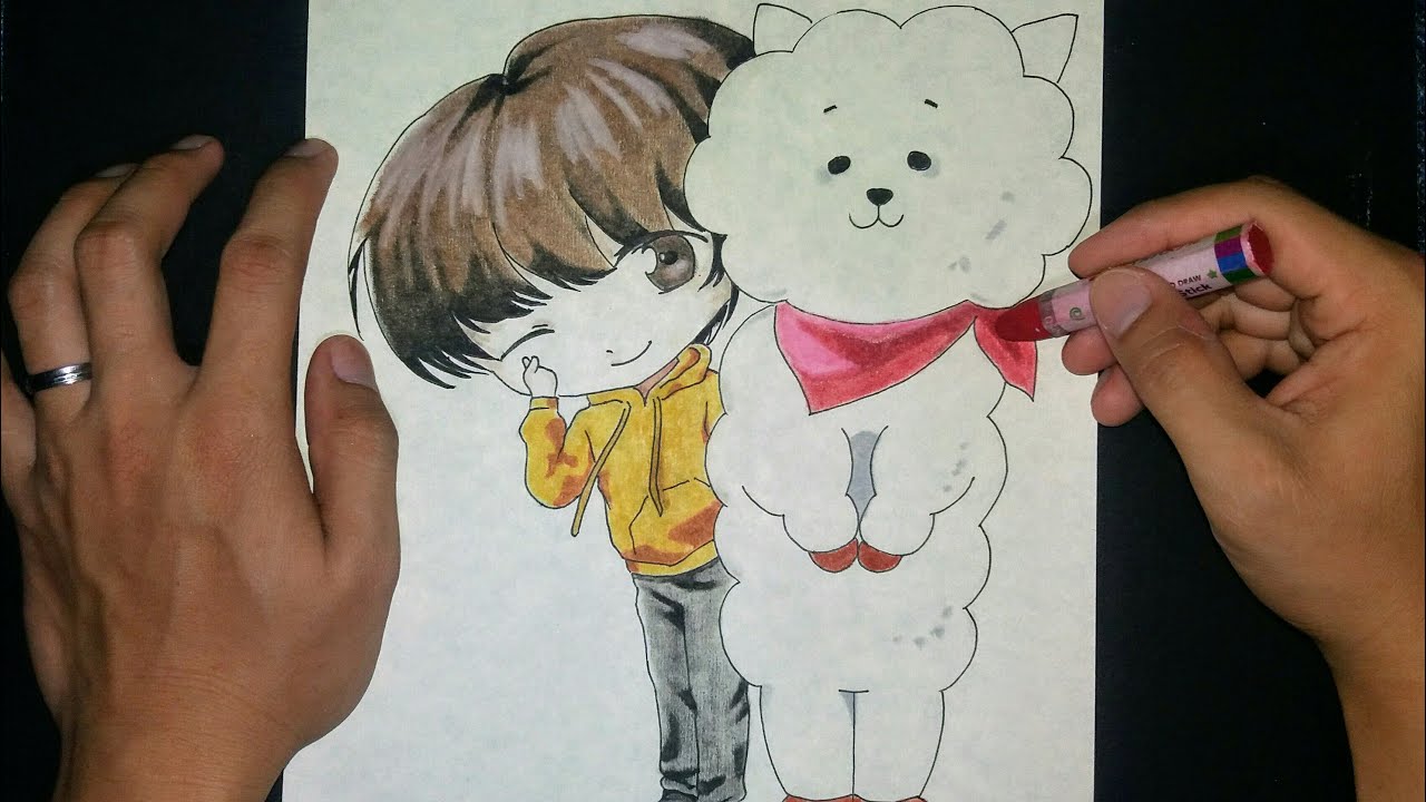 BTS Jin and BT21 RJ (Drawing) - Timelapse - YouTube
