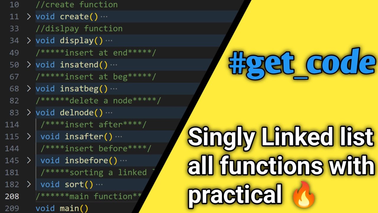 Singly Linked List Create Display Functions With Code Codingjourney033 Youtube
