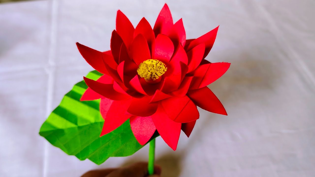 Diy-How to make paper lotus. lotus paper craft. lotus flower. - YouTube