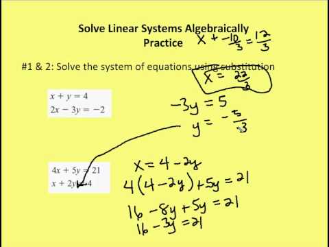 3.2 Solve Linear Systems Algebraically (Practice) - YouTube