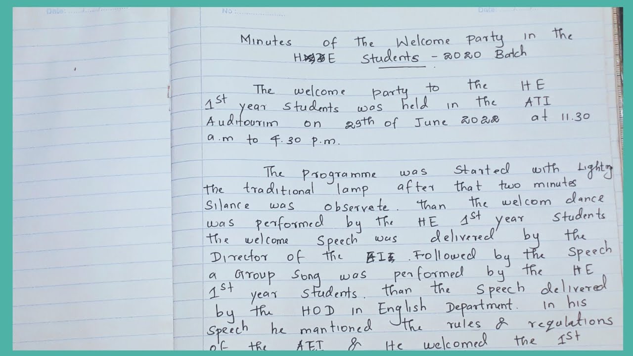 How to write a Minutes of Meeting ? || Example of Minutes ? - YouTube